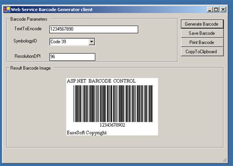 Easesoft Barcode Web Service Example
