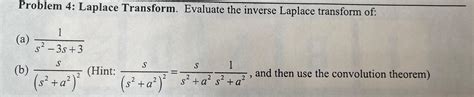 Solved Problem Laplace Transform Evaluate The Inverse Chegg