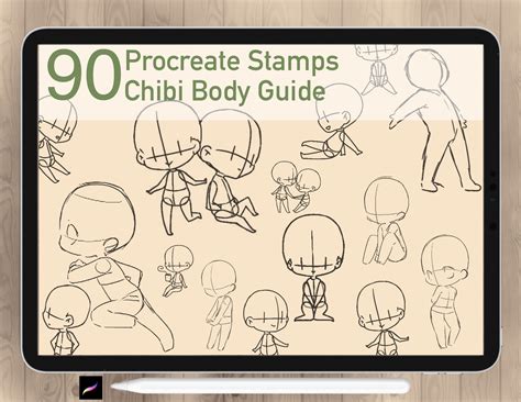 Chibi Figures Pose Procreate Chibi Stamp Body Guide Brush Etsy
