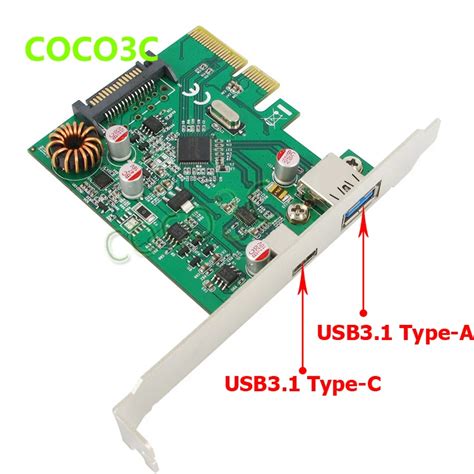 New USB 3.1 Type A + Type C PCI Express Card PCIe USB3.1 SuperSpeed ...