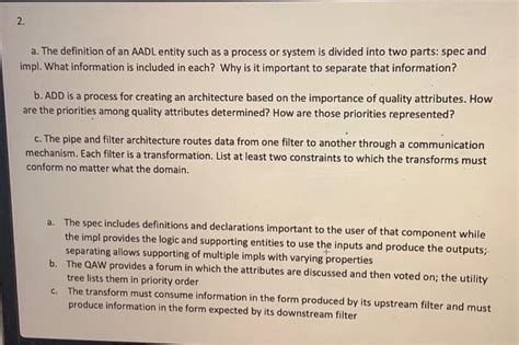 Solved A The Definition Of An Aadl Entity Such As A Process