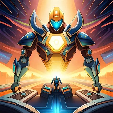 Premium Ai Image Luminous Halo Deity Mecha Robot Premium Ai Image Luminous Halo Deity Mecha Robot