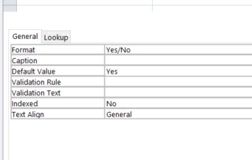 Database Design Setting Default Value For Yes No Data Type In Access Table Stack Overflow