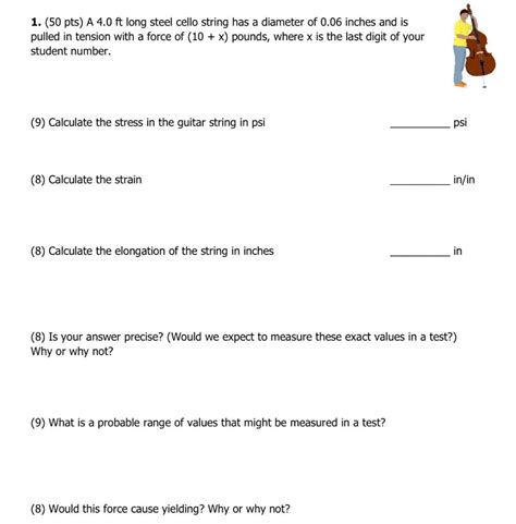 solved 1 50 pts a 4 0ft long steel cello string has a