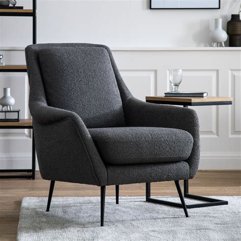 The Brooklyn Boho Chic Armchair Charcoal Grey Textured Linen