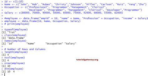 Data Frame In R Programming
