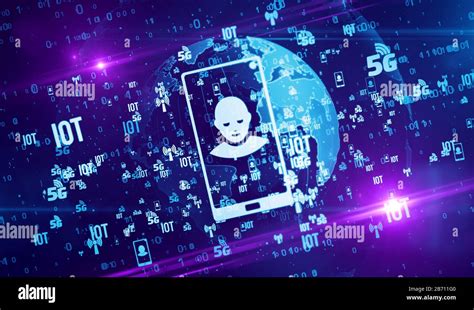 5g Mobile Communications Iot Data Transmission Digital Wireless Network Symbols On Digital