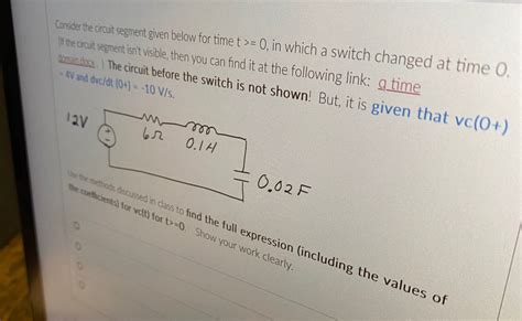 Solved Consider The Circuit Segment Given Below For Time