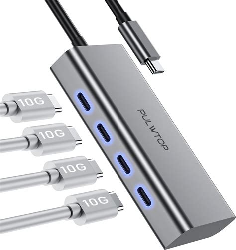 PULWTOP 4 Port USB C 3 0 Hub USB Hub With 4 USB C 10 Gbps Type C Hub Multiport Adapter For M1