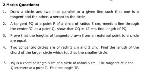 2 Marks Questions 1 Draw A Circle And Two Studyx