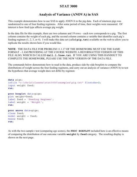 stat 3000 analysis of variance anova in sas