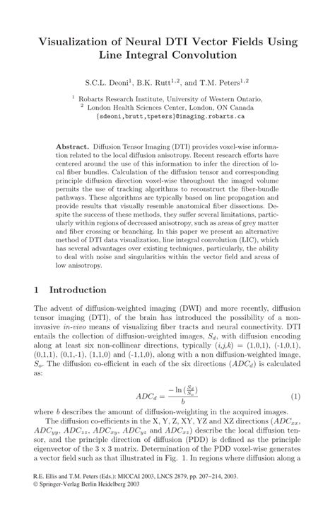 PDF Visualization Of Neural DTI Vector Fields Using Line Integral Convolution