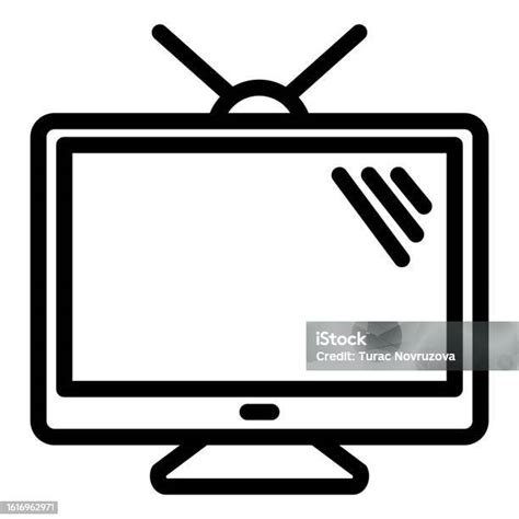 안테나 라인 아이콘이 있는 텔레비전 현대 Tv 모니터 기호 흰색 배경에 윤곽선 스타일 픽토그램 텔레비전 화면 기호 모바일 개념 웹 디자인 벡터 그래픽 0명에 대한 스톡 벡터