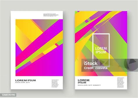 화려한 줄무늬 선 패턴 기하학적 모양 배경 크리에이티브 커버 세트 복사 공간 디자인 벡터 일러스트레이션 네온 흐린 옐로우 핑크