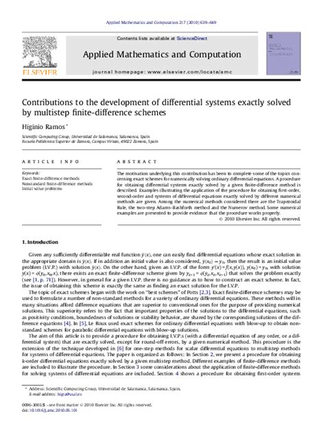 Pdf Contributions To The Development Of Differential Systems Exactly Solved By Multistep