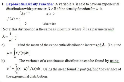 Solved A Variable X Is Said To Have An Exponential Chegg
