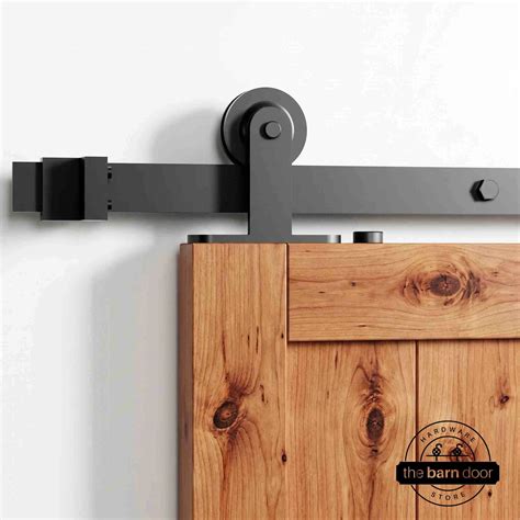 Straight Top Mount Black Barn Door Hardware Kit