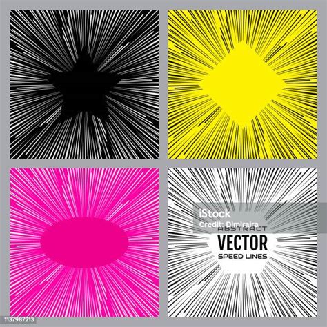다채로운 속도 라인 배경입니다 만화 및 만화에 대 한 효과 모션 라인 효과 폭발이 있는 프레임 중심 으로부터의 방사형 광선 디자인에 대 한 템플릿입니다 벡터 가리기에 대한