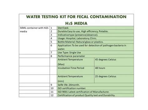 Portable Bacteriological H2s Fecal Water Field Vial Test Kit Bottle At ₹ 4500 Piece In Lucknow