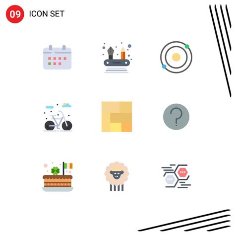 Mobile Interface Flat Color Set Of 9 Pictograms Of Basic Layout Atom Golden Life Editable Vector