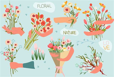 야생화 카모마일 양귀비 튤립 꽃다발을 파란색 배경에 빨간색 노란색 보라색의 생생한 배열로 들고 있습니다 다양한 축하 행사에 적합합니다 벡터 0명에 대한 스톡 벡터 아트 및