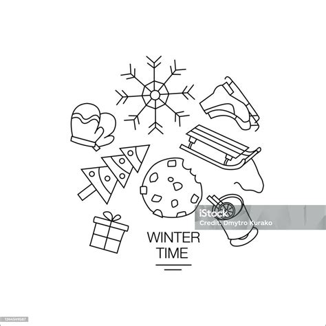겨울 시간 라인아트 일러스트 크리스마스 라인 드로잉 모던 한 스타일의 새해 일러스트 손으로 스케치 포스터 배너 엽서 카드 템플릿 티셔츠 셔츠 벡터 Eps 10 겨울 시간