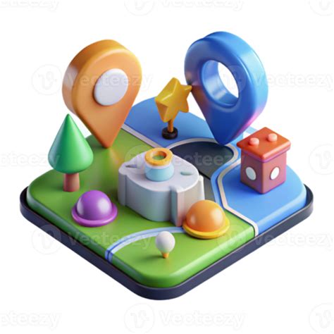 3d Illustration Colorful Location Map Navigation App Icons 55718612 Png