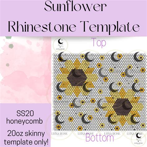 Sunflower Rhinestone Template Honeycomb Template Tumbler Etsy
