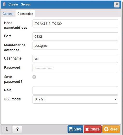 How To Connect Vcsa Embedded Postgres Database Using Pgadmin With Gui Vmware Unsupported