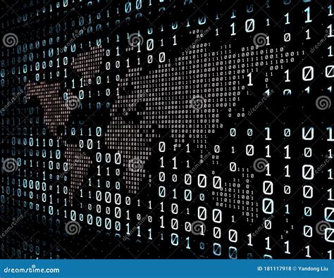 Binary Digital Array Big Data Transmission And World Map Programming And Intelligent Network