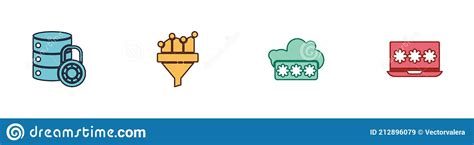 Set Server Security With Lock Sales Funnel Chart Password Protection And Laptop Password Icon