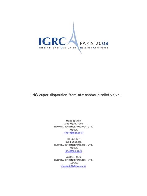 Lng Vapor Dispersion From Atmospheric Relief Valve Pdf Liquefied Natural Gas Gases