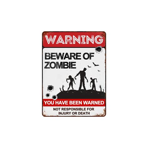 Baiwife Beware Of Zombie Signs 12x16 Vintage Metal