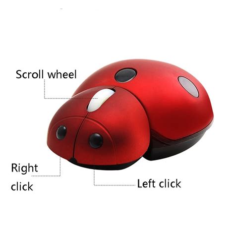 Cm0184 3000 Dpi 3 Keys Mini Ladybug 24g Wireless Mouse Personalized Wireless Mouse Red