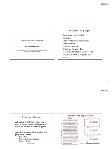 Understanding Functions Parameters Return Values And Scope Pdf