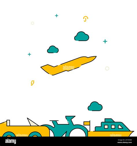 Business Jet Private Plane Filled Line Vector Icon Simple