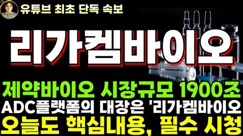 리가켐바이오 주가전망 단독 제약바이오 시장 규모 23년만 1900조 Adc 플랫폼 대장은 단언코 리가켐바이오 Youtube