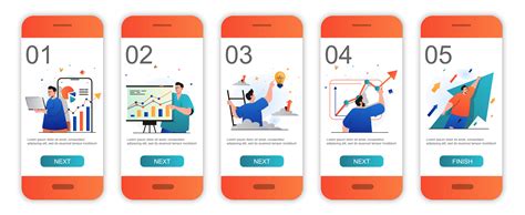 Business Growth Concept Onboarding Screens For Mobile App Templates Profit Financial