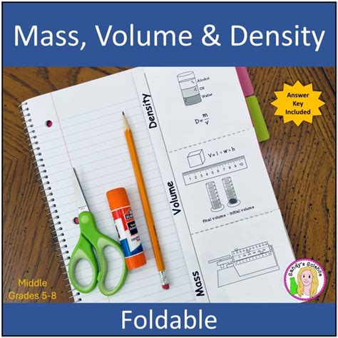 Mass Volume And Density Foldable By Sandys Science Tpt