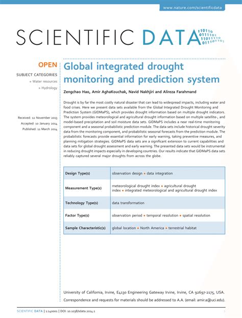 Pdf Global Integrated Drought Monitoring And Prediction System
