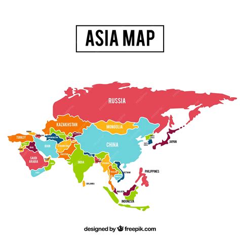 Map Of Asia Continent With Different Colors Premium Vector