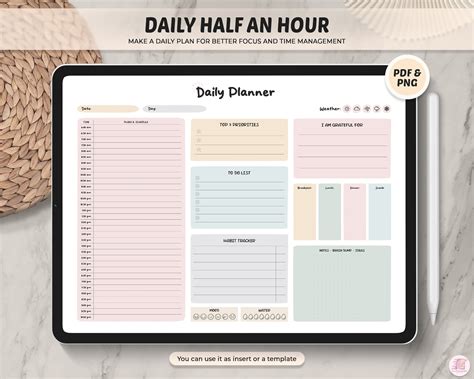 Daily Planner Goodnotes Template Daily Planner Page Digital Planner