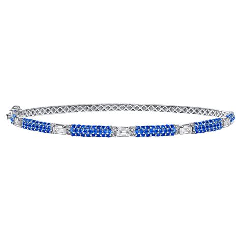 Blue Sapphire And Diamond Bangle At 1stdibs Blue Sapphire Bangles