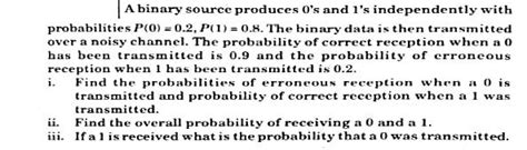 Solved A Binary Source Produces Os And Ls Independently