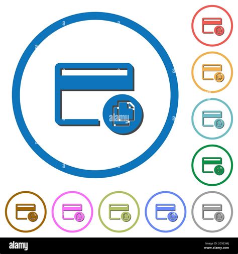 Credit Card Transaction Templates Flat Color Vector Icons With Shadows In Round Outlines On