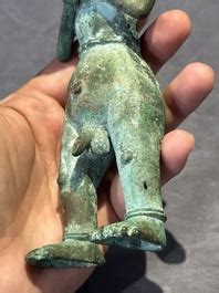 An Fine Indonesian Bronze Sculpture Of A Naked Man Offering A