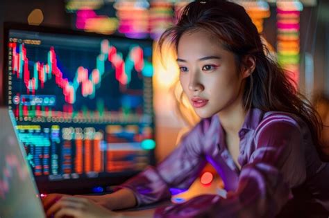 Premium Photo Focused Young Businesswoman Analyzing Financial Charts