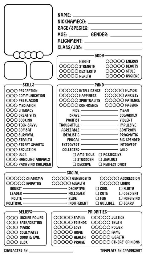 Character Template Rcharacterdevelopment