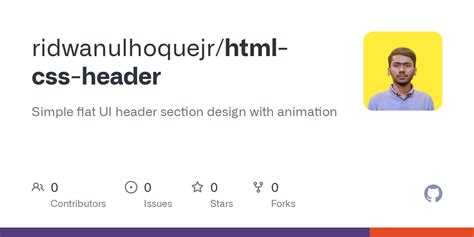 GitHub Ridwanulhoquejr Html Css Header Simple Flat UI Header Section Design With Animation