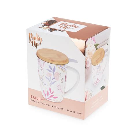 Pinky Up Bailey Ceramic Tea Mug And Loose Leaf Tea Infuser Loose Leaf
